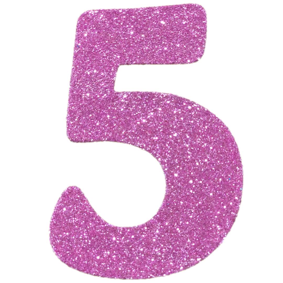 Simli Eva 5 Rakamı Pembe | Eva Rakam Sticker
