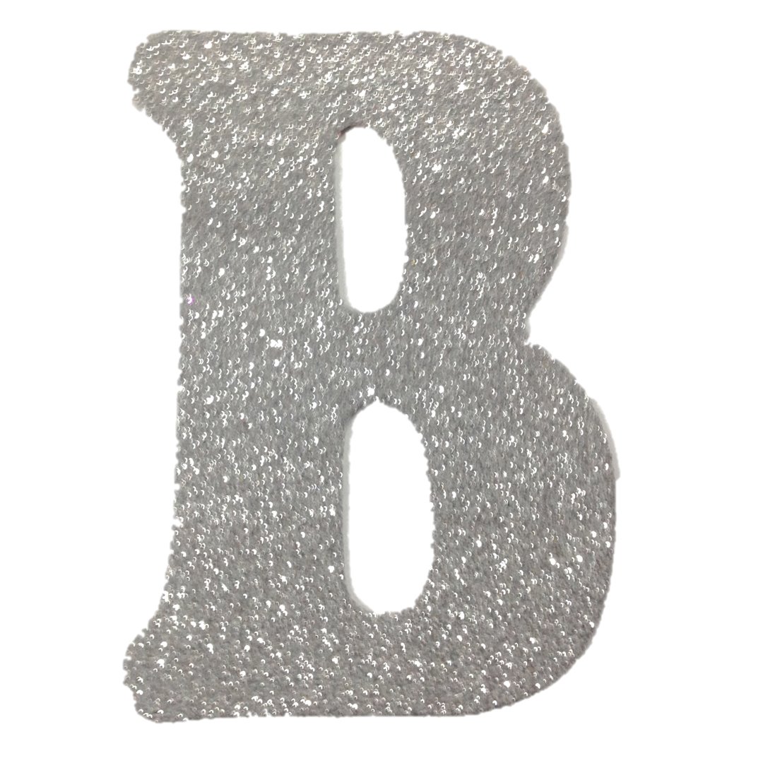 B Harfi Gümüş Simli Eva 12 cm | Eva Harf Sticker