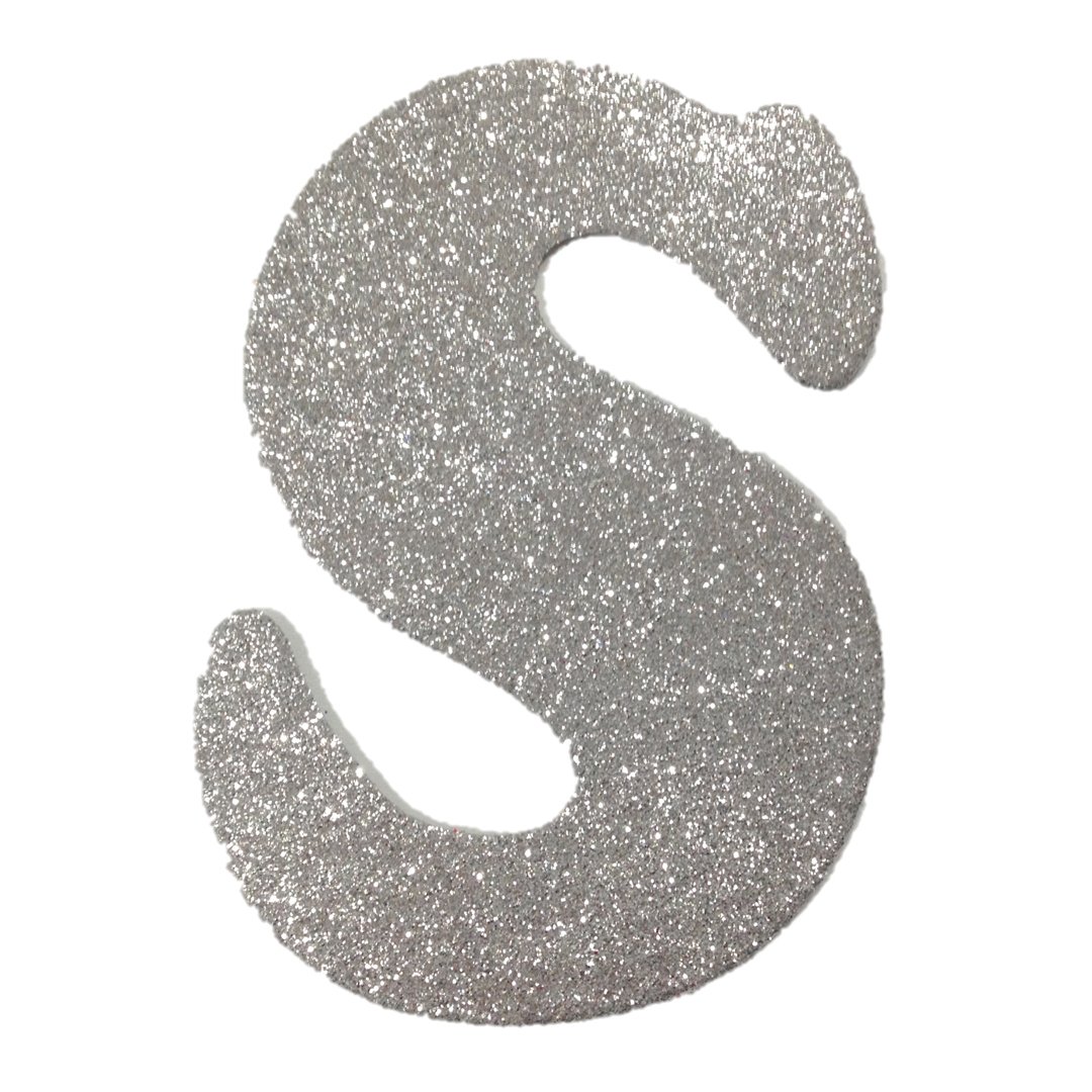 S Harfi Gümüş Simli Eva 12 cm | Eva Harf Sticker