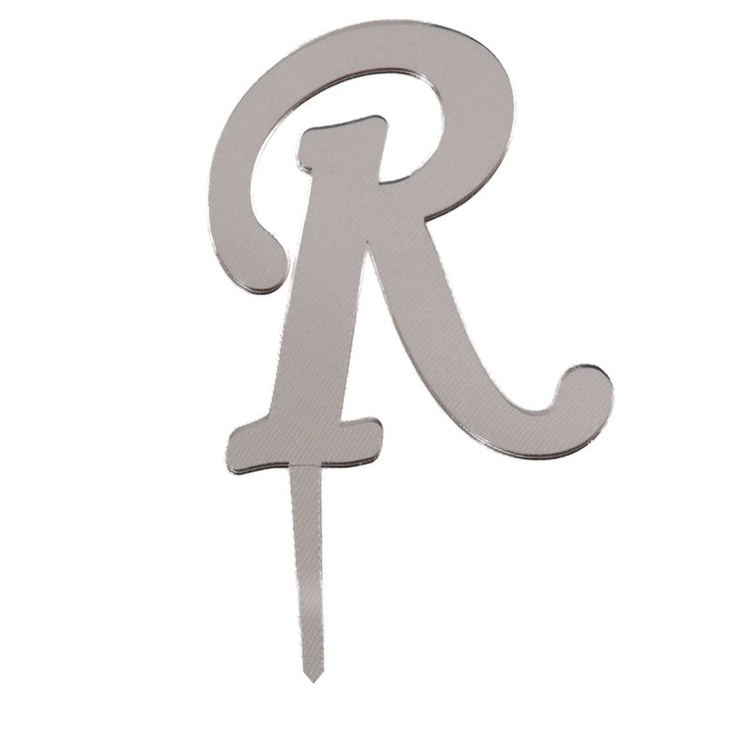 PartiPan R Harf Aynalı Altın Pleksi Gümüş 8cm | Pleksi Pasta Yazıları